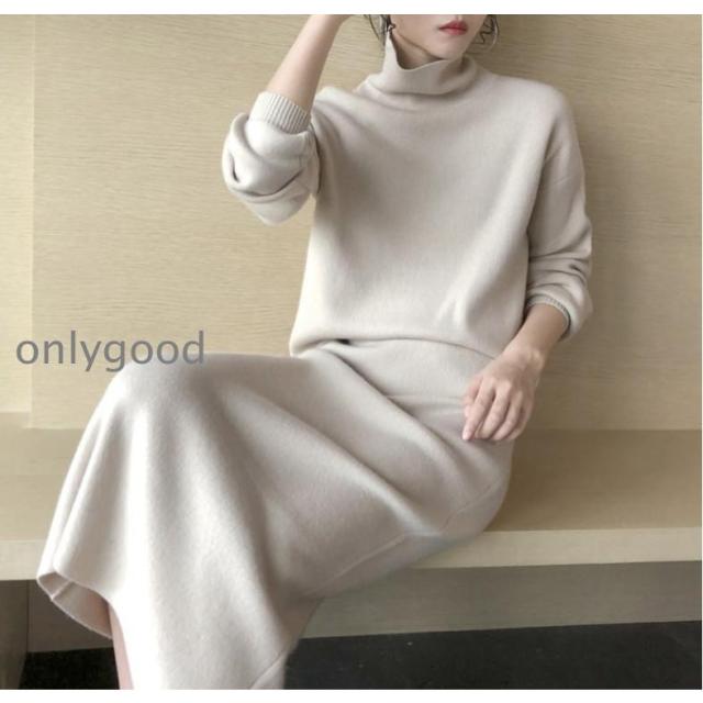 セットアップ レディース 秋冬 韓国風 きれいめ 上下セット 長袖 トップス 2点セット スカート ニットセット カジュアルセット 通勤 オシャレ 3色