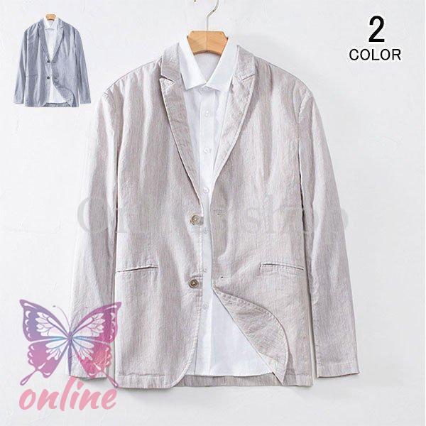 メンズ テーラード ジャケット 麻 無地 リネン カジュアル ブレザー サマー 長袖 テーラードジャケット ビジネス 紳士用 通勤 春 夏 秋 長袖
