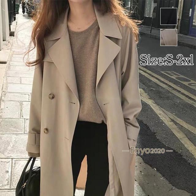トレンチコート レディース スプリングコート 春服 秋 ロング丈 Aライン ベルト付き オシャレ 着痩せ アウター 韓国風 通勤 オシャレ OL