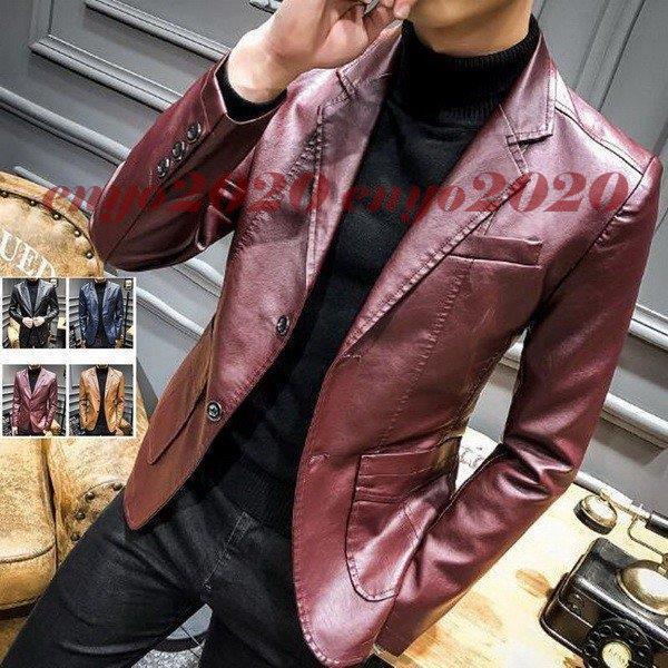 メンズ ライダースジャケット テーラードジャケット レザー 革ジャン　バイク用　トレンド