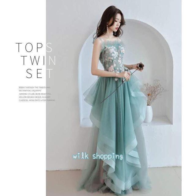 パーティードレス二次会 結婚式 ロングカラードレスフォマールドレス ウェディングドレス 発表会 演奏会 成人式 演出ドレス 舞台ステージ衣装