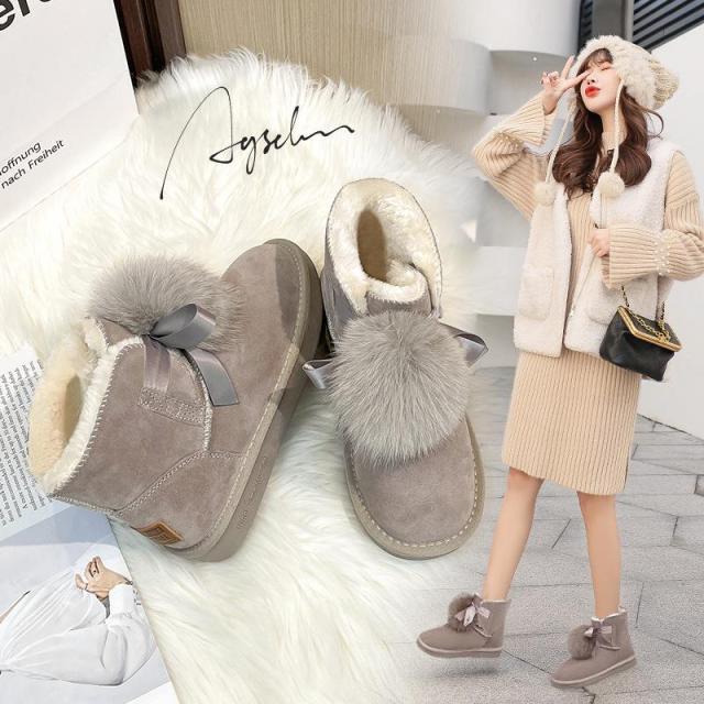 スノーブーツ ショートブーツ ブーツ レディース シューズ ロング 裏起毛 秋 冬 靴 ムートン ボア 暖か 新作 防寒対策 本革 厚底 靴