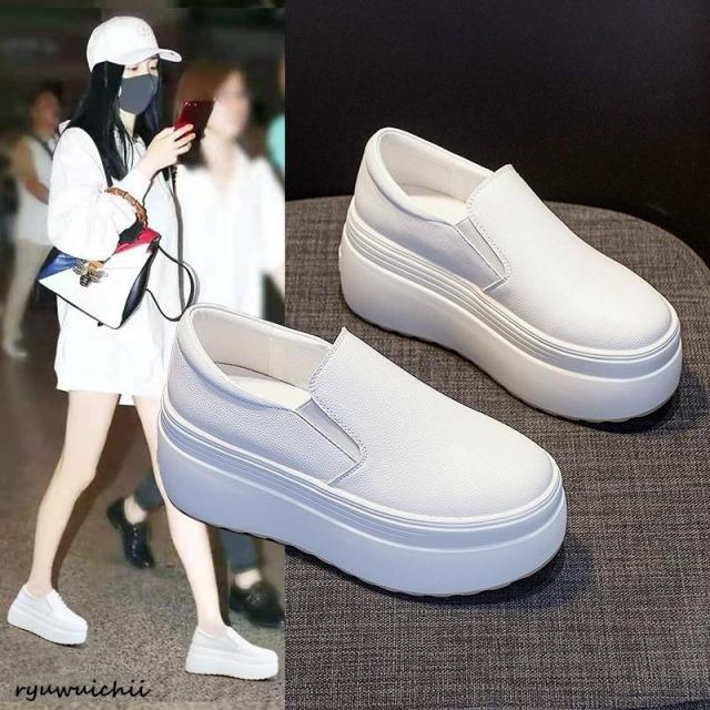 スニーカー ローカット レディース 本革 厚底 スリッポン 白 歩きやすい おしゃれ 3e 厚底スリッポン カジュアルシューズ スニーカー フラットシューズ