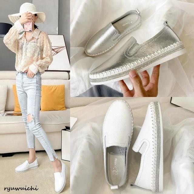 本革 スリッポン レディース 厚底靴 歩きやすい スニーカー 春夏秋冬 サイドゴア 疲れない 走れる 美脚 フラットシューズ ぺたんこ 通勤 通学 運動靴 痛くない