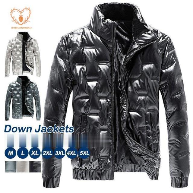 ダウンジャケット メンズ 光沢 防風 90％ダウン ジャケット アウター あたたか 秋冬 冬物 スタンドカラー