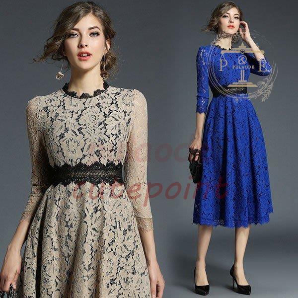 パーティードレス 大きいサイズ ロング丈 結婚式 40代 袖あり 七分袖 フォーマルドレス レースワンピース お呼ばれ 二次会 披露宴 謝恩会 上品 おしゃれ 大人