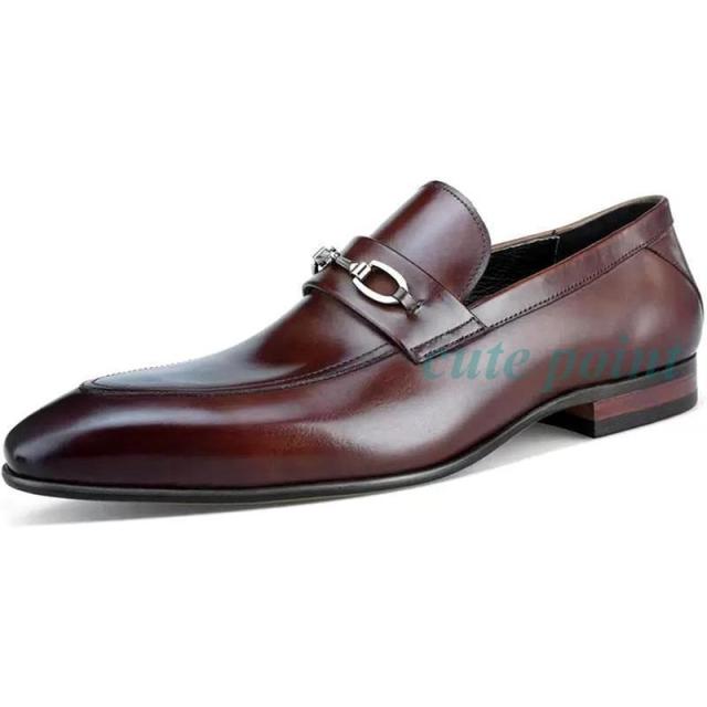 革靴 メンズ ビットローファー 本革 スリッポン ロングノーズ ドレスシューズ ビジネスシューズ 高級紳士靴 結婚式 フォーマル 面接