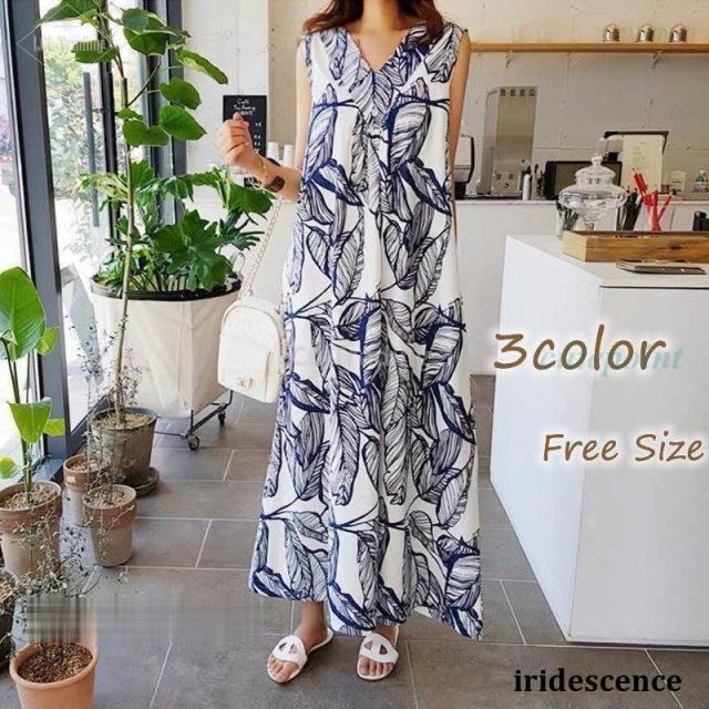 マキシワンピース ゆるワンピース 夏 ワンピースレディース30代40代50代 着痩せ リゾート 体型カバー ノースリーブ カジュアル 大人 ママワンピ