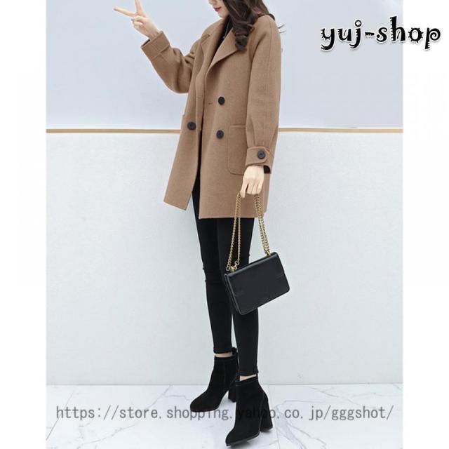 チェスターコート レディース ショート丈コート 40代 50代 ダブル 無地 細身 ステンカラーコート ショート 暖かい トレンチコート 春 冬 コート 大きいサイズ