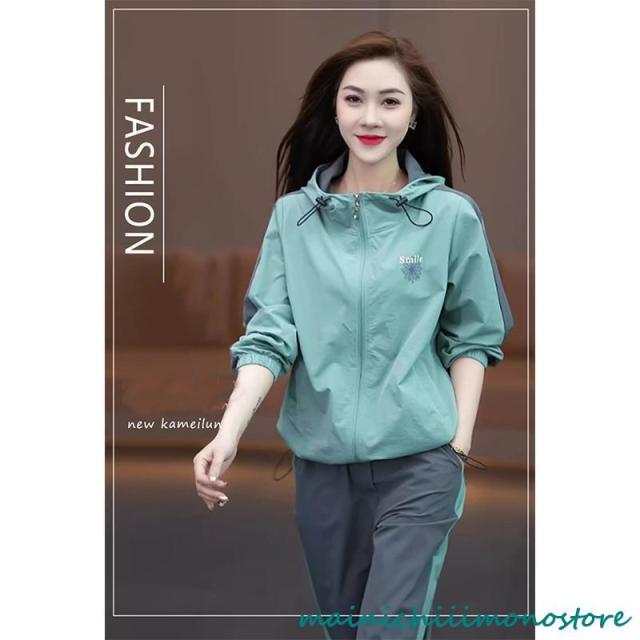 ウインドブレーカー上下セット レディース 通学 薄手 おしゃれ ランニング セットアップ スウェット上下 スポーツウエア