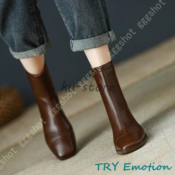 ショートブーツ ブーツ レディース バックジップ 本革 エンジニアブーツ 黒 太ヒール チャンキーヒール アンクルブーツ ハイヒール 太ヒール 防滑 疲れない