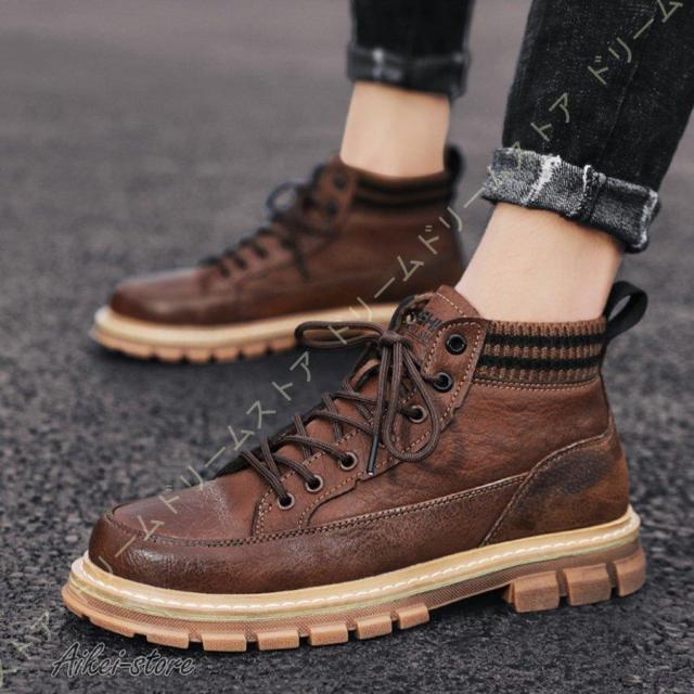 ワークブーツ ショートブーツ エンジニアブーツ カジュアルブーツ 編み上げ レースアップ 大きいサイズ 厚底 ブーツ メンズ カジュアルシューズ 耐磨耗