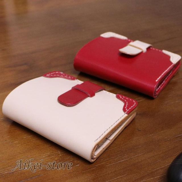 牛革 本革 二つ折り財布　レディース　財布　レザー　サイフ　ウォレット　wallet　大収納 大容量　多機能　カード入れ　コンパクト　可愛い