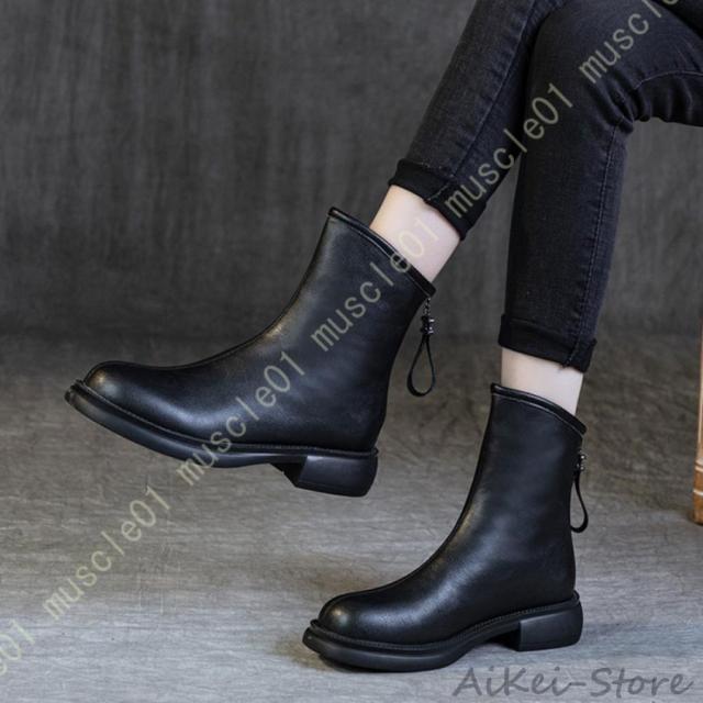 ショートブーツ 厚底ブーツ レディース 歩きやすい 厚底 軽量 幅広 ジップ 大きいサイズ 疲れない 痛くならない 通勤 美脚 ハロウィン シンプル 通学 通勤