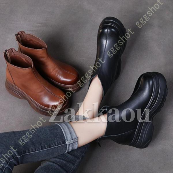 ブーティー 厚底靴 ショート丈 レディース 7cm 厚底ブーツ バックジッパー ハイヒール ショートブーツ アンクルブーツ バックジップ 袴 ブーツ 歩きやすい