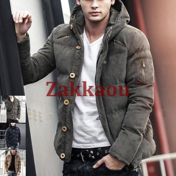 ダウンジャケット メンズ 人気 ジャンパー 中綿コート 厚手フード付き３色 アウター ブルゾン 防寒 カジュアル