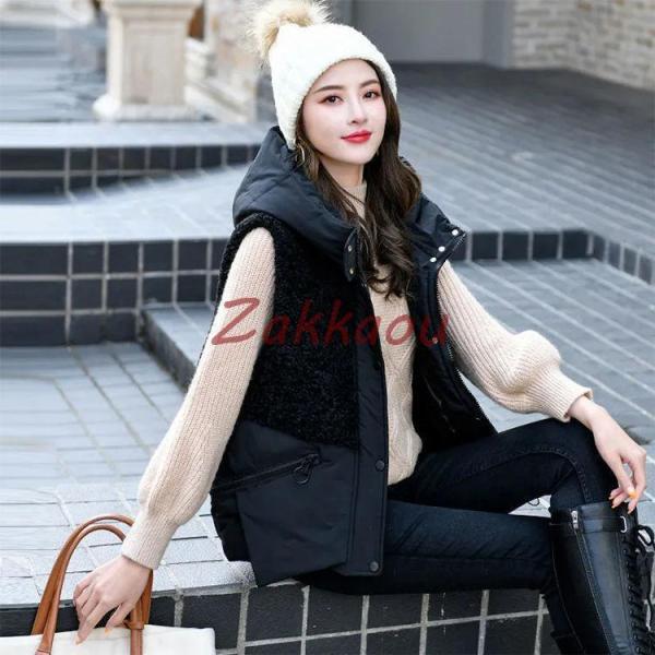 レディースベスト 秋冬　ダウンベスト レディース　中綿ベスト　ポケット付き　フード付き ダウンジャケット アウター トップス 暖かい 防風防寒