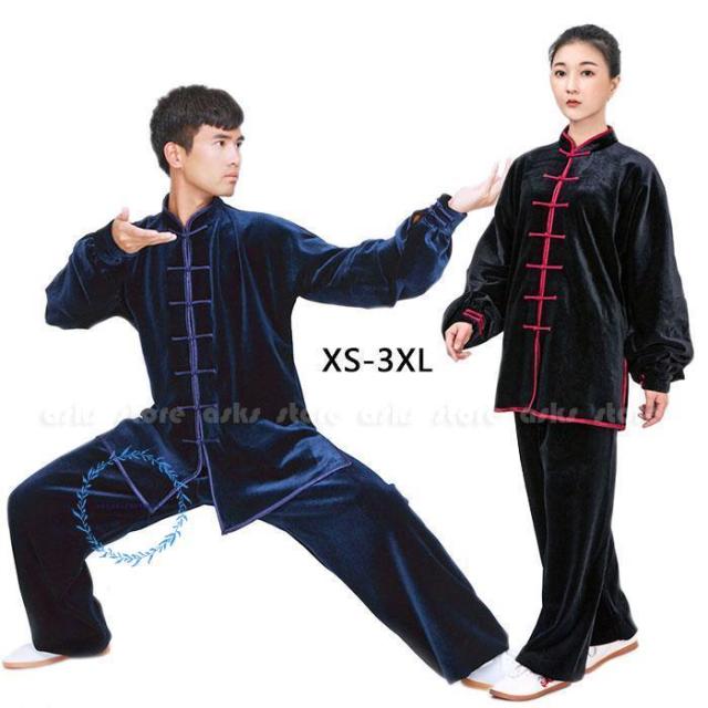 太極拳服 太極拳ウェア 上下2点セット 秋冬 厚手 裏ボア ベロア レディース メンズ 前開き 長袖 練習着 表演服 男女兼用 カンフー服 トップス パンツ 秋 冬 太極