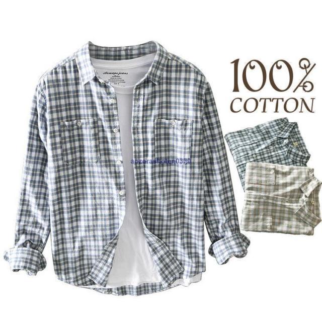 チェックシャツ ネルシャツ カジュアルシャツ トップス 長袖 きれいめ メンズ ファッション 春
