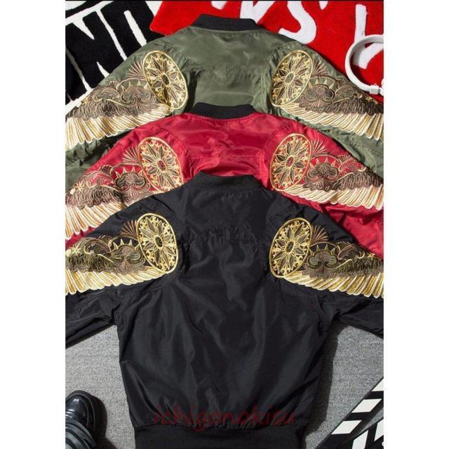 スカジャン メンズ フライトジャケット メンズジャケット 秋冬 刺繍入り ジャケット スカジャン アウター 翼 S-3XL