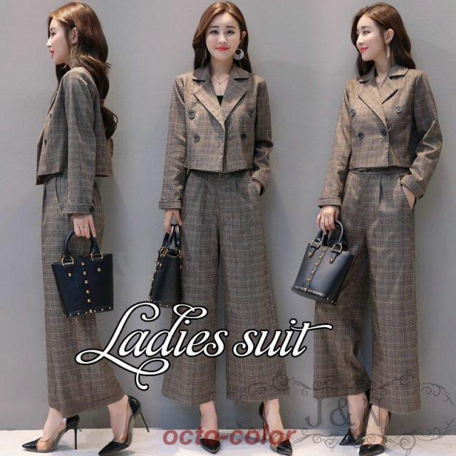 パンツスーツ レディース 50代 卒業式 服 母 レディース ママフォーマル セットアップ 3点セット フォーマル カジュアル チェック柄 おしゃれ 上品 着痩せ OL