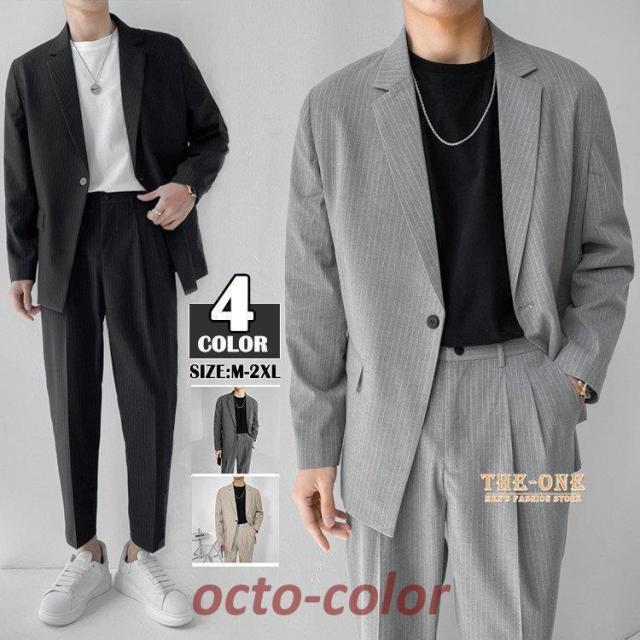 スーツ メンズ ストライプ ビジネススーツ 2点セット 春秋 ダブルスーツ オールシーズン メンズスーツ フォーマル