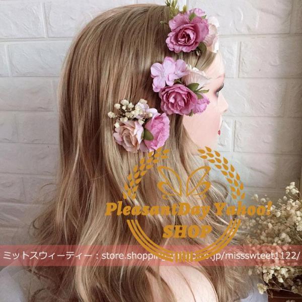 ウェディング 2色 花飾り セット 花かんむり リゾート 造花 ヘッドドレス 髪飾り 花嫁 二次会 結婚式 フェス 森ガール 和装 着物 浴衣 卒業式 組み合わせ自由