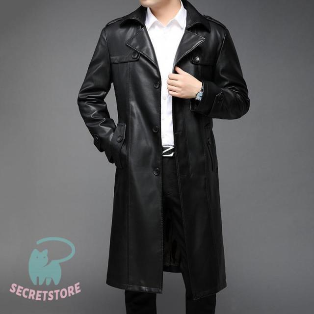 トレンチコート レザー 革ジャン バイク メンズ ロング丈 柔らかい ビジネス 紳士服 冬物 大きいサイズ 秋冬 防寒