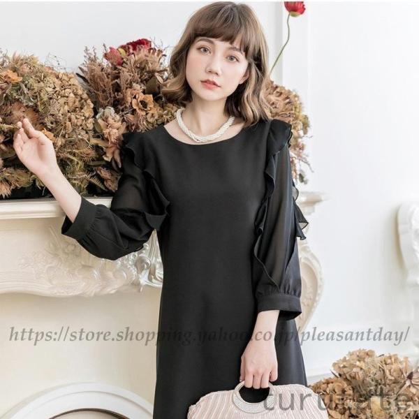 【】ワンピースドレス結婚式レディースパーティーお呼ばれ半袖薄手フォーマルシンプルきれいめ大きいサイズ服膝下