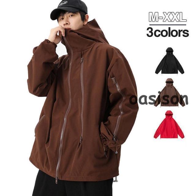 マウンテンパーカー メンズ 春秋 秋服 ナイロンジャケット メンズ ウインドブレーカー ブルゾン 防風 登山ウェア ジャンパー パーカー