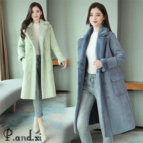 コート ダウンコート レディース シカ皮 コート 冬 ダウンジャケット ミディアム丈コート ラム毛 カジュアル 厚手 裏起毛 もこもこ 暖かい アウター