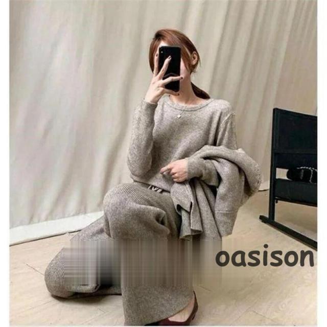 セットアップ レディース 秋 冬 セットアップ レディース ニット 40代 3点セット ニット パンツスーツ ニットセット セーター ベスト パンツ カジュアル 通勤 O