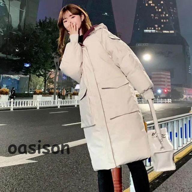 秋冬　ダウンコート レディース ダウンコート ミドル丈　フード付き レディース ダウンジャケット ミドル丈　コート アウター 中綿 軽量