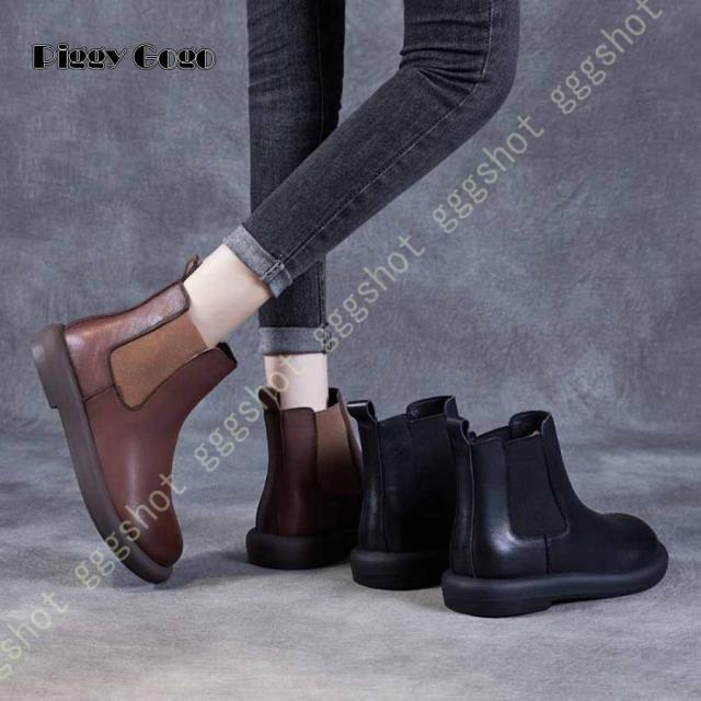 ショートブーツ レディース 革 黒 ブラウン ショート サイドゴア ローヒール 美脚 春と秋 オシャレ レディースショートブーツ おしゃれ 本革 革靴