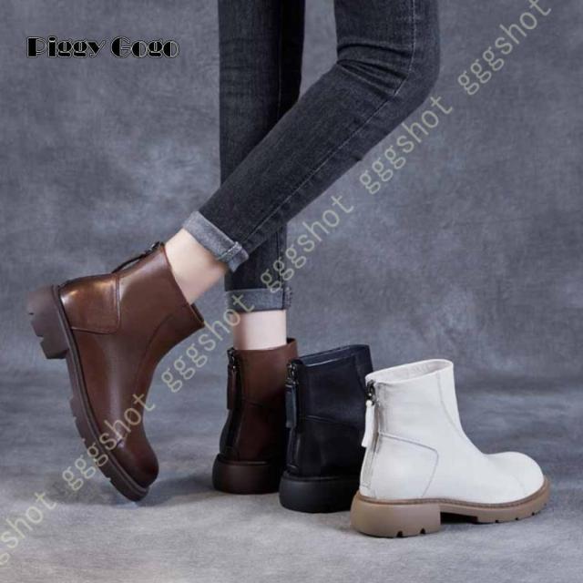 本革 レディースショートブーツ 黒 チェルシーブーツ 大きいサイズ 防水 ローヒール ショートブーツ 歩きやすい カジュアル 本革風 すべらない 幅広 ファー