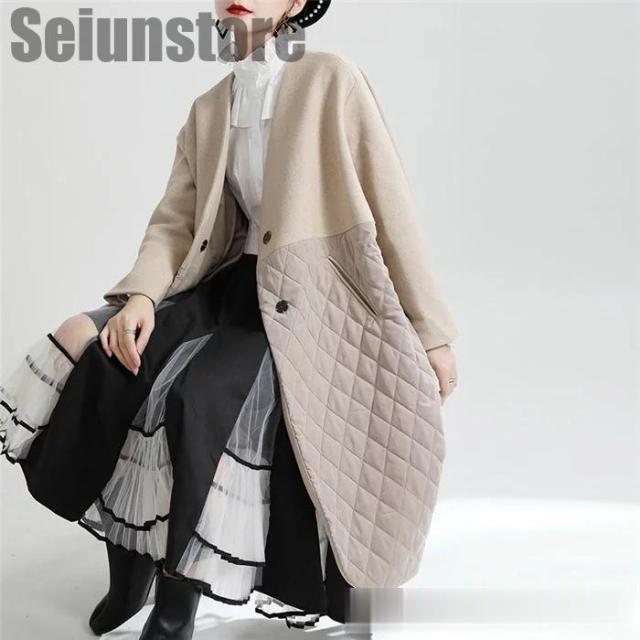 キルティング コート 中綿コート レディース カーディガン 中綿 コート アウター ロングコート ノーカラージャケット カジュアル 防寒 軽い 暖かい 秋 冬
