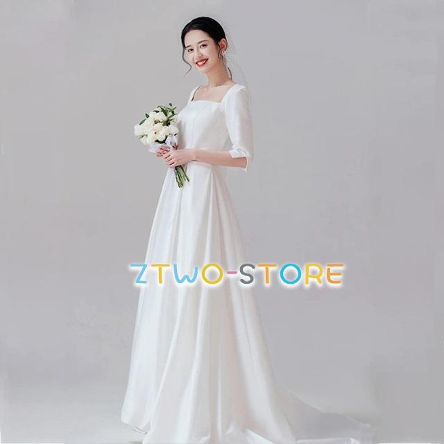 ウェディングドレス 白 ウェディングドレス 袖あり 五分袖 半袖 ウェディングドレス 大きいサイズ 3L 4L 小さいサイズ シンプル トレーン