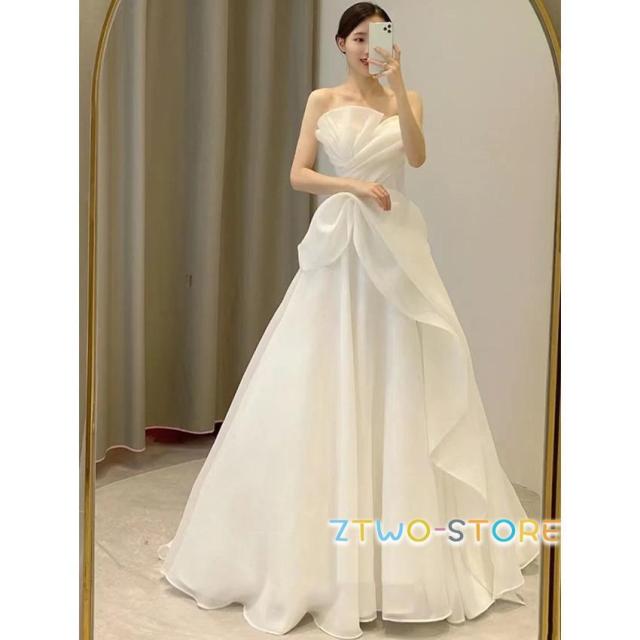 ウェディングドレス オフショルダー ウェディングドレス 大きいサイズ 3L 4L ウェディングドレス 二次会 シンプル 上品 前撮り フォトウェディング