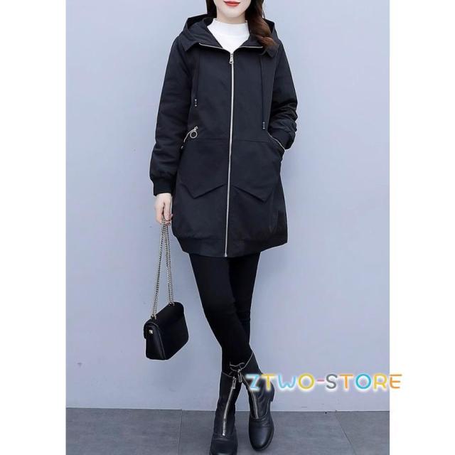 マウンテンパーカー レディース アウター フード付き カジュアル 大きいサイズ 3L 4L 5L 6L 秋 春 ブルゾン ジャンパー 黒 コクーンシルエット