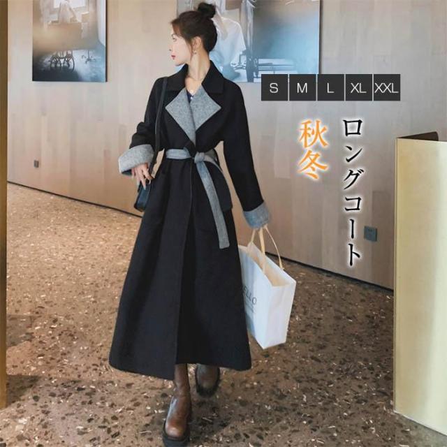コート ロングコート レディース チェスターコート ミモレ丈 ラシャ風 アウター ウール混コート ベルト付き 冬 暖か 切り替え オシャレ 大きいサイズ 通勤 OL