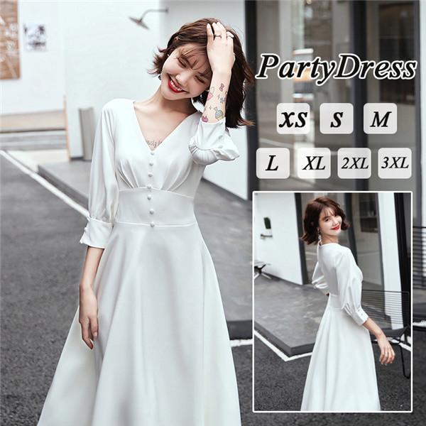 Vネック 発表会ドレス 白 演奏会用ドレス ロングドレス 結婚式 パーティードレス ワンピース フォーマルドレス 母の日 二次会 女子会