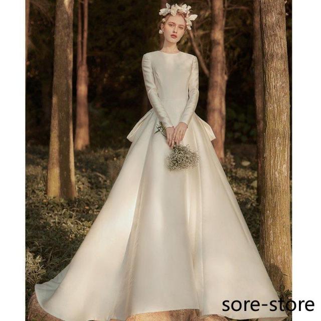 新品ウェディングドレス ウエディングドレス白 パーティー 可愛い 花嫁ロングドレス 結婚式 トレーンライン 二次会 フォームドレス お呼ばれ 挙式hs6797