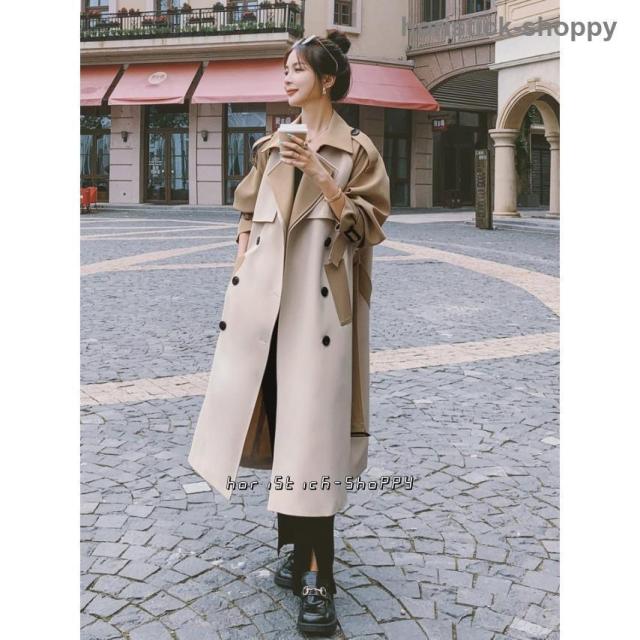 トレンチコート レディース アウター 春 秋 バイカラー コート ロングコート キャンディスリーブ ゆったり 大きいサイズ 春秋 通勤 オフィス 韓国