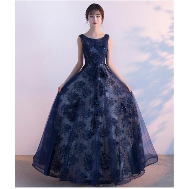 【爆買】在庫一掃 ロング丈 パーティードレス 結婚式 ウエディングドレス 花柄 袖なし マキシワンピース ワンピース 衣装 大人 上品 お呼ばれ 二次会 演奏会