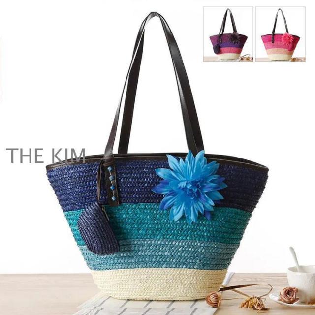 かごバッグ レディース トートバッグ 麦わらバッグ ピクニック 海 ビーチ 合わせやすい 夏バッグ 麦わらバッグ 軽量 かわいい 草編みバッグ　オシャレ