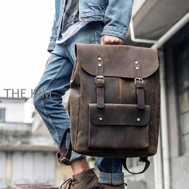 リュック　メンズ　リュックサック 本革　牛革　デイパック　ビジネス　バックパック　レザー　通勤通学　旅行　出張　アウトドア　自転車鞄　カバン　男女兼用