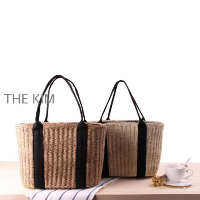 かごバッグ レディース トートバッグ 麦わらバッグ ピクニック 海 ビーチ 大容量 夏バッグ 麦わらバッグ 軽量 かわいい 草編みバッグ　オシャレ