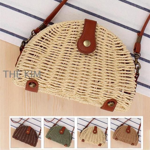かごバッグ レディース ショルダーバッグ 斜めがけ　麦わらバッグ ピクニック 海 ビーチ ストリート 夏バッグ 麦わ らバッグ 軽量 かわいい 草編みバッグ