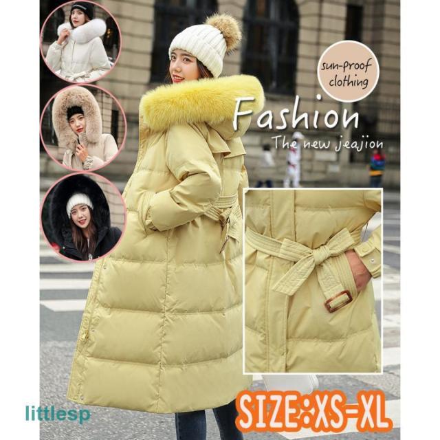 ダウンコート コート レディース ロングファー付き 帽子付き ポケット付き 冬 ダウンジャケット ゆったり 大きいサイズ アウター 前開き