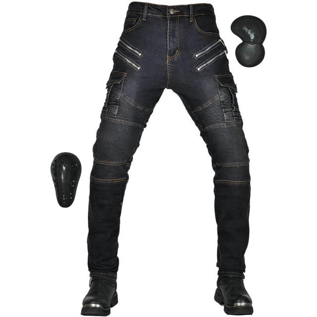 バイクパンツ　メンズ ライディングパンツ プロテクター付き デニムパンツ オールシーズン 耐磨 ツーリングジーンズ ストレッチ素材